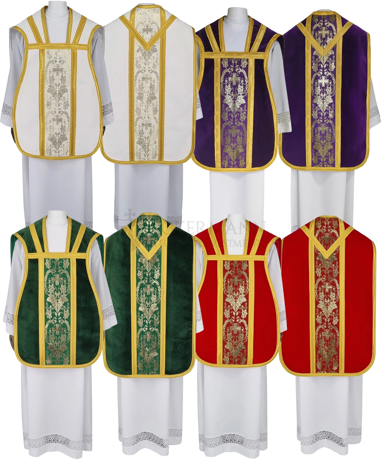 Set of 4 Roman style fiddleback Chasubles - online shop Ackermann